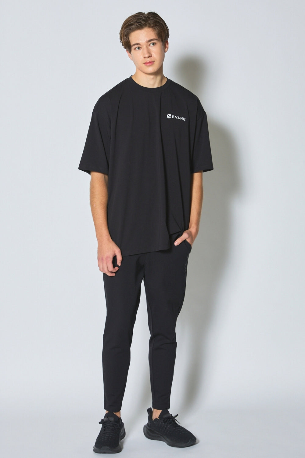 [EVANE] エバン オーバーサイズ コットン ストレッチ CRASH バックプリント Tシャツ